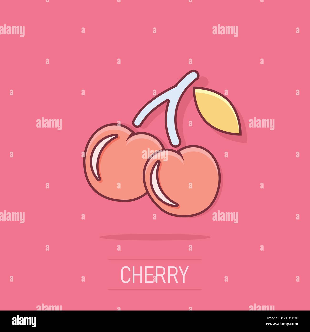 Vector cartoon cherry berry icon in comic style. Sweet food concept ...