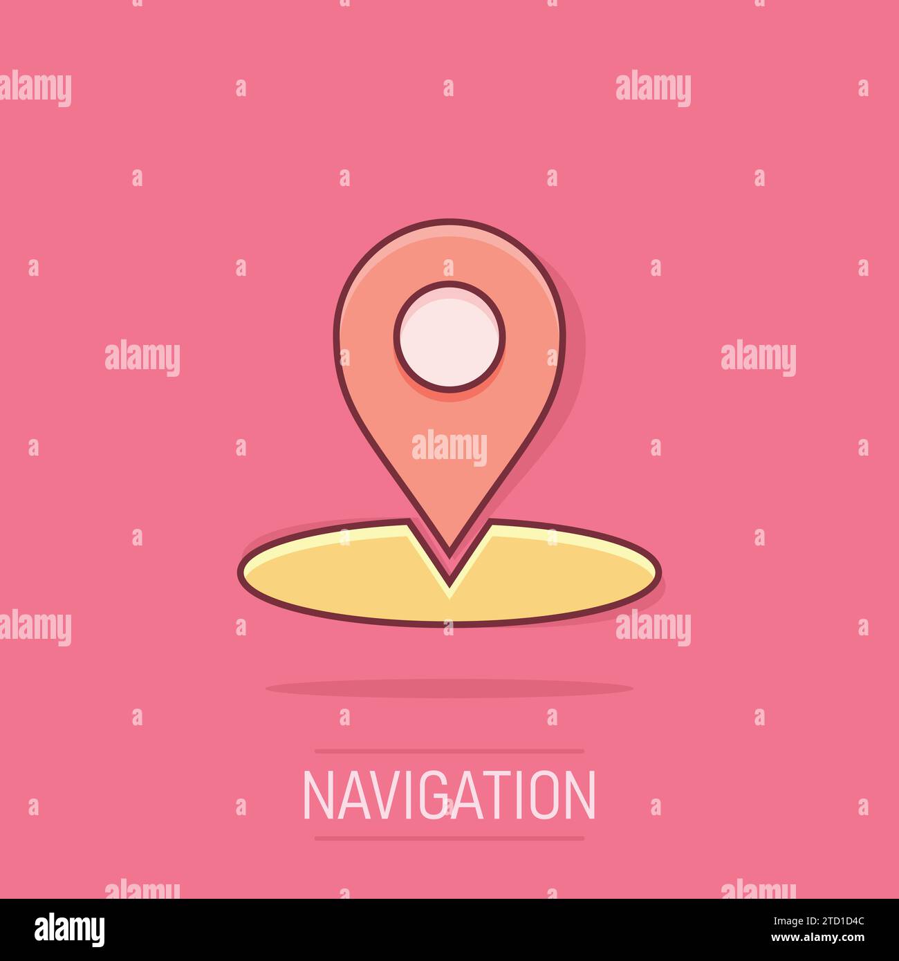Vector cartoon map pointer icon in comic style. Gps navigation mark ...