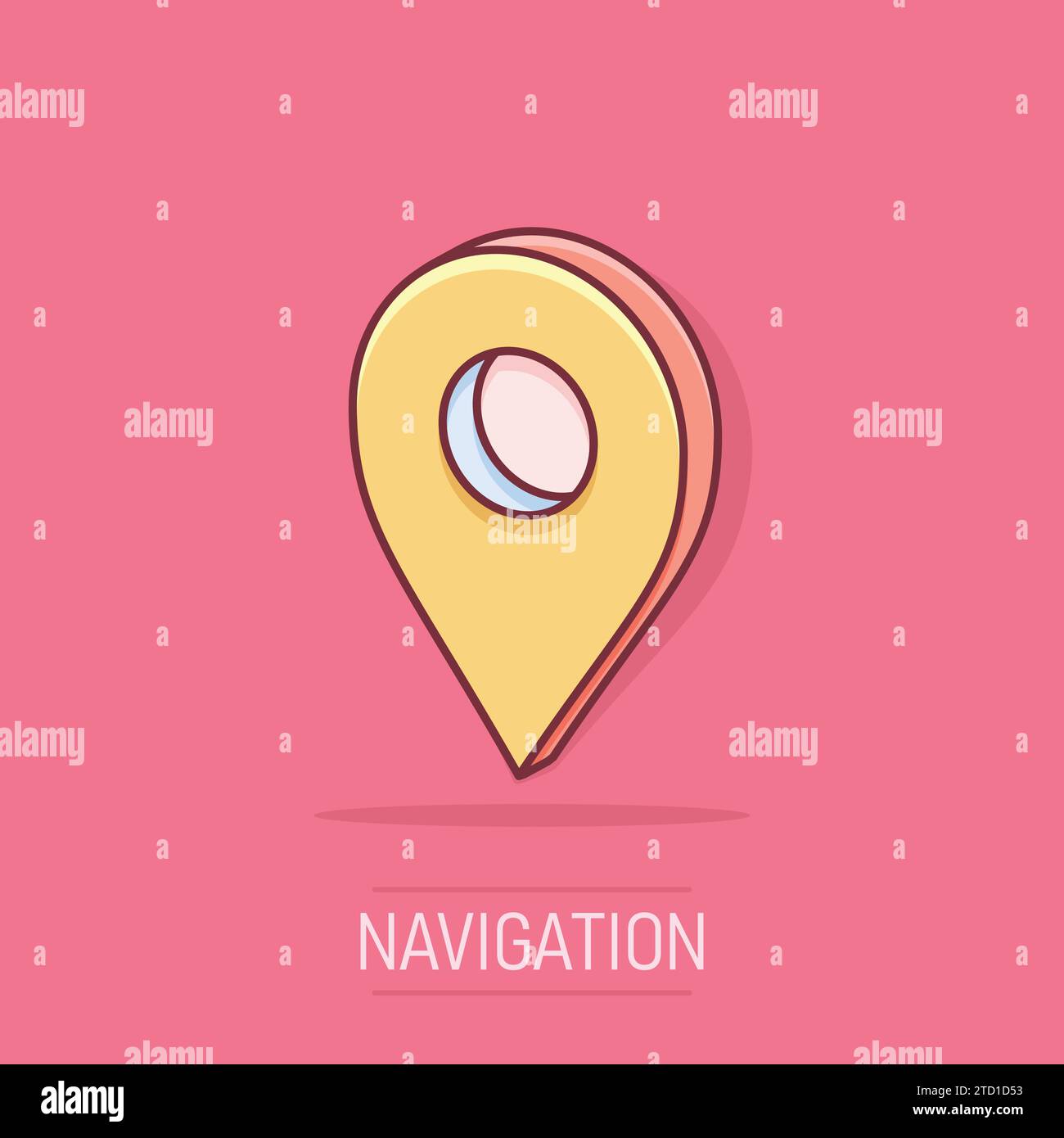 Vector cartoon map pointer icon in comic style. Gps navigation mark ...