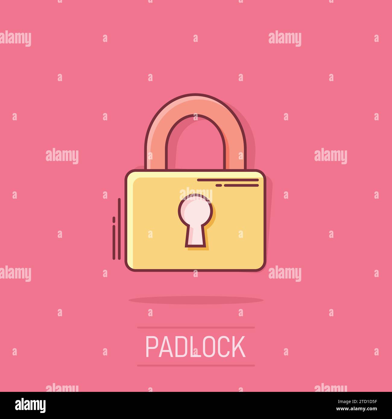 Vector cartoon padlock icon in comic style. Lock, unlock security ...