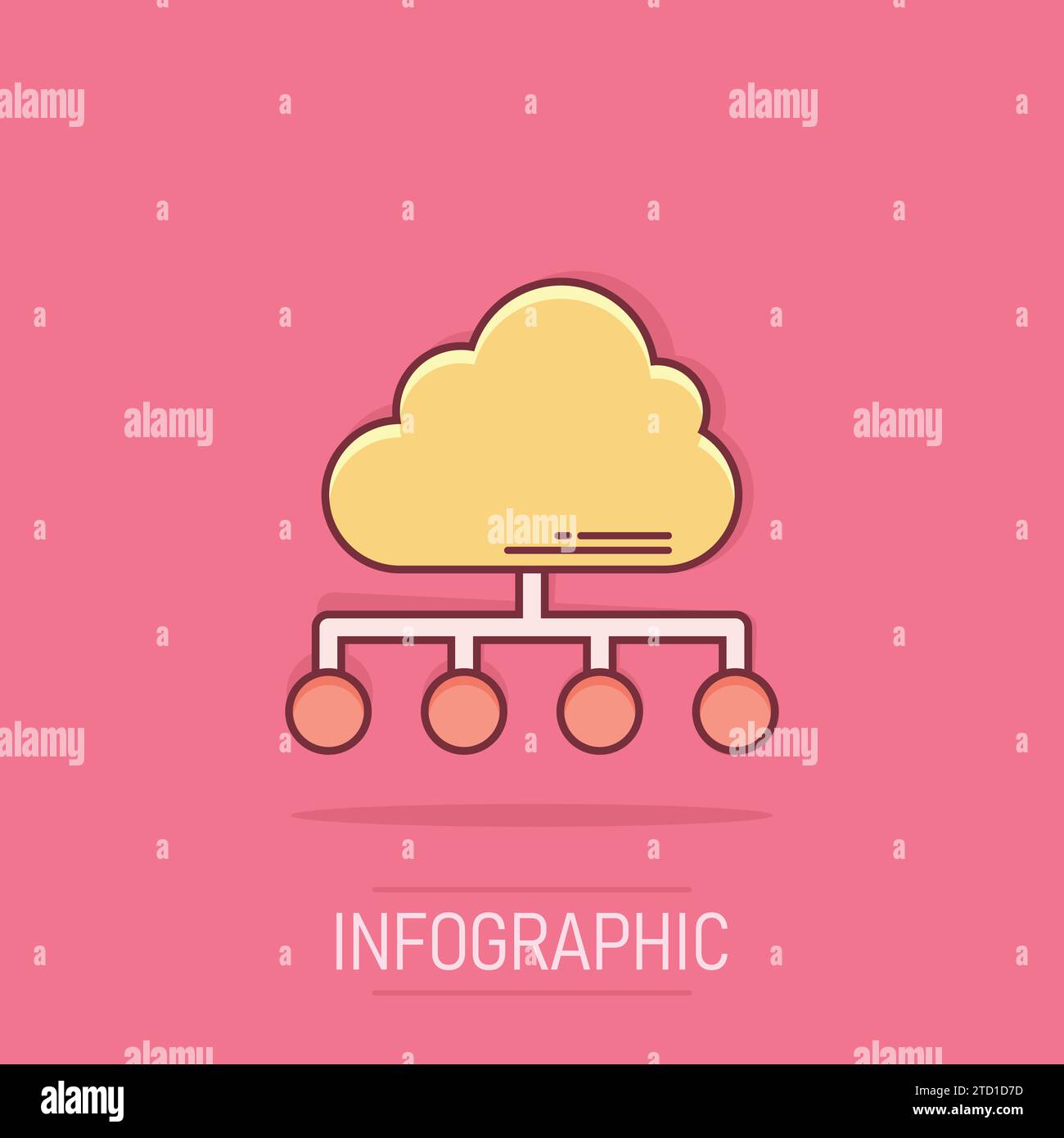 Vector cartoon cloud computing technology icon in comic style ...