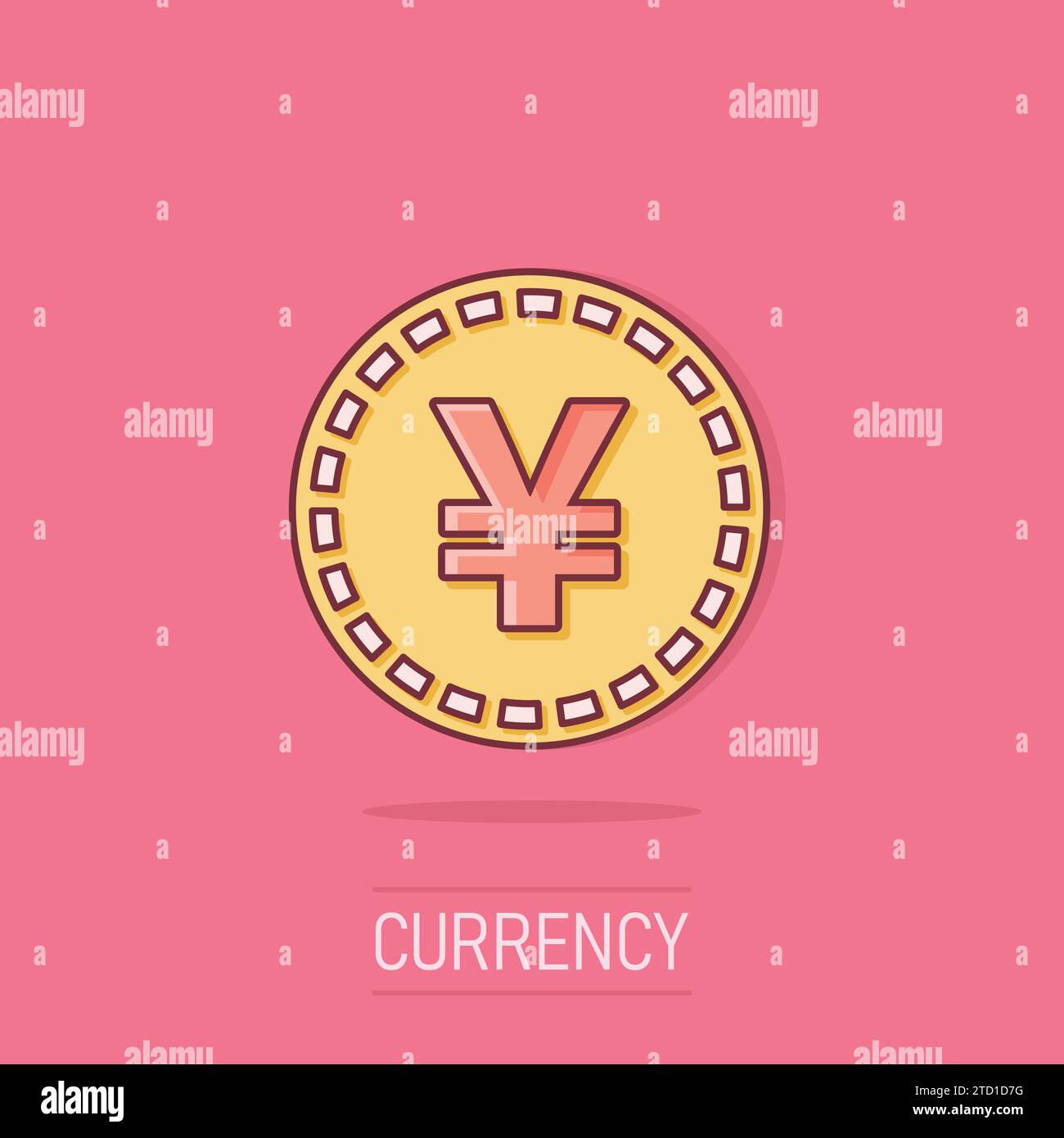 Vector cartoon yen, yuan money currency icon in comic style. Yen coin ...