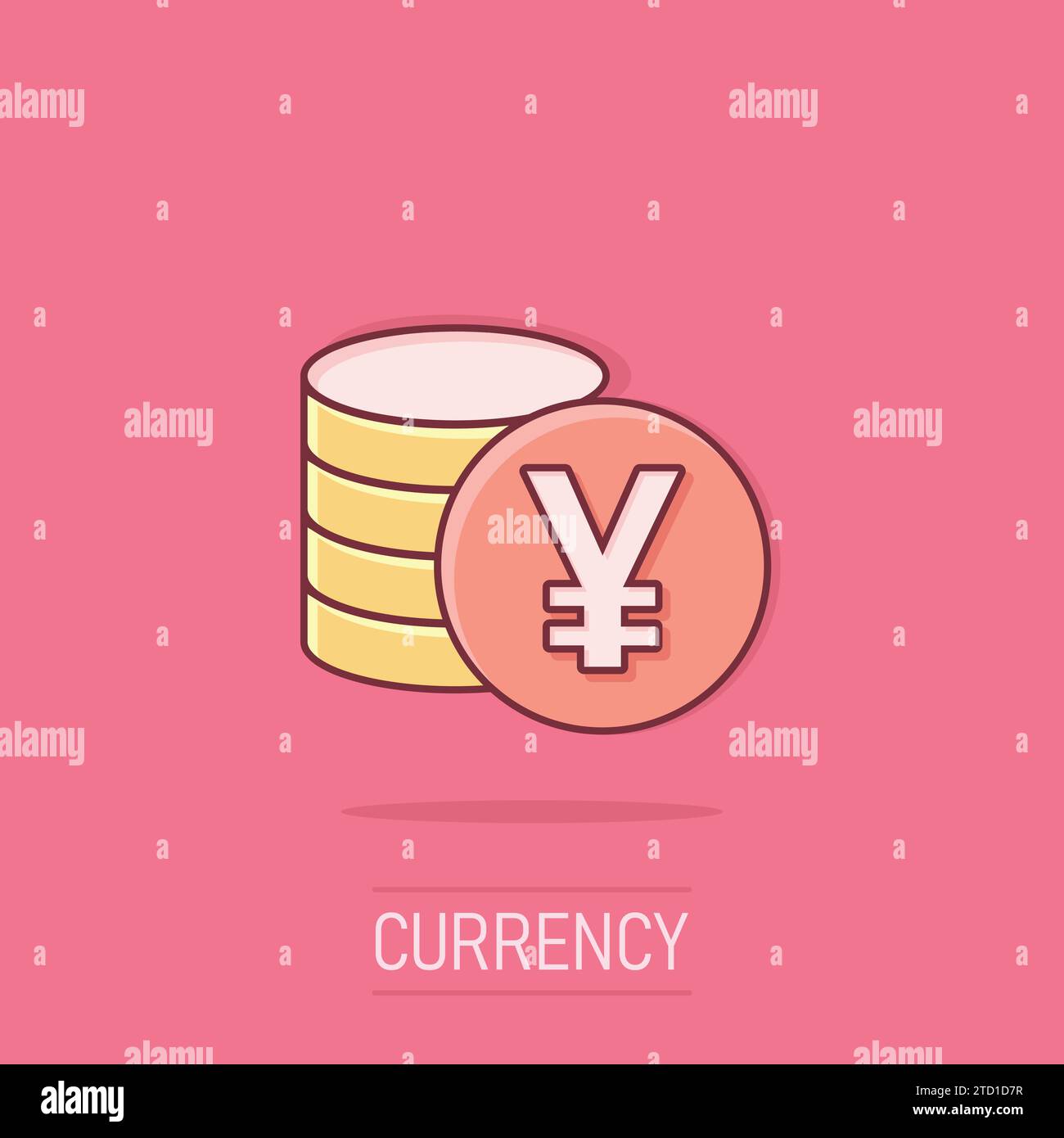 Vector cartoon yen, yuan money currency icon in comic style. Yen coin ...