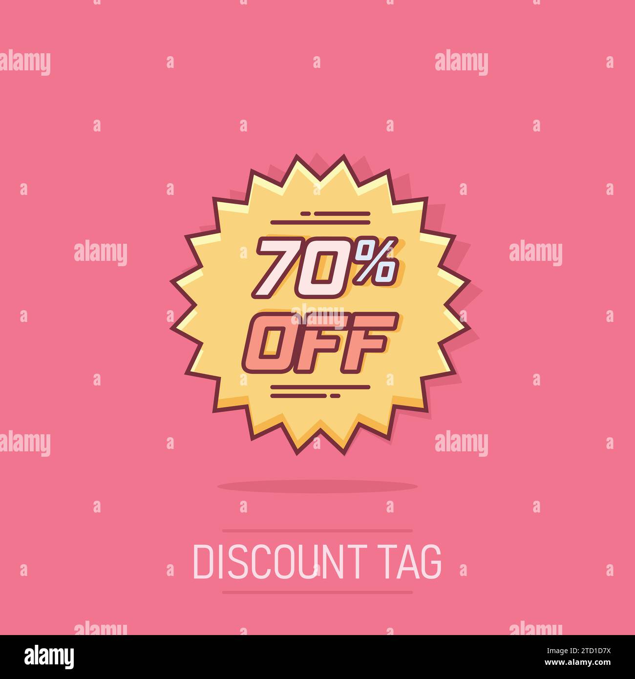 Vector cartoon discount sticker icon in comic style. Sale tag ...