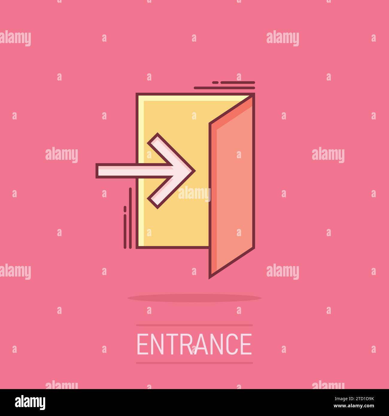 Vector cartoon entrance door icon in comic style. Exit doors concept ...