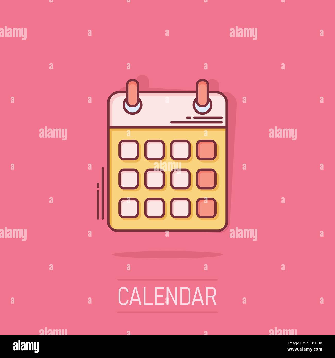 Vector cartoon calendar agenda icon in comic style. Reminder ...