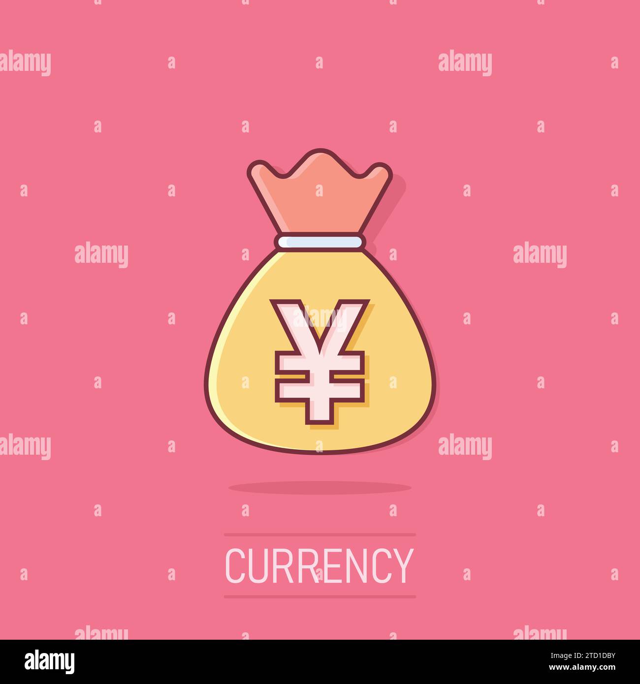 Vector cartoon yen, yuan bag money currency icon in comic style. Yen ...