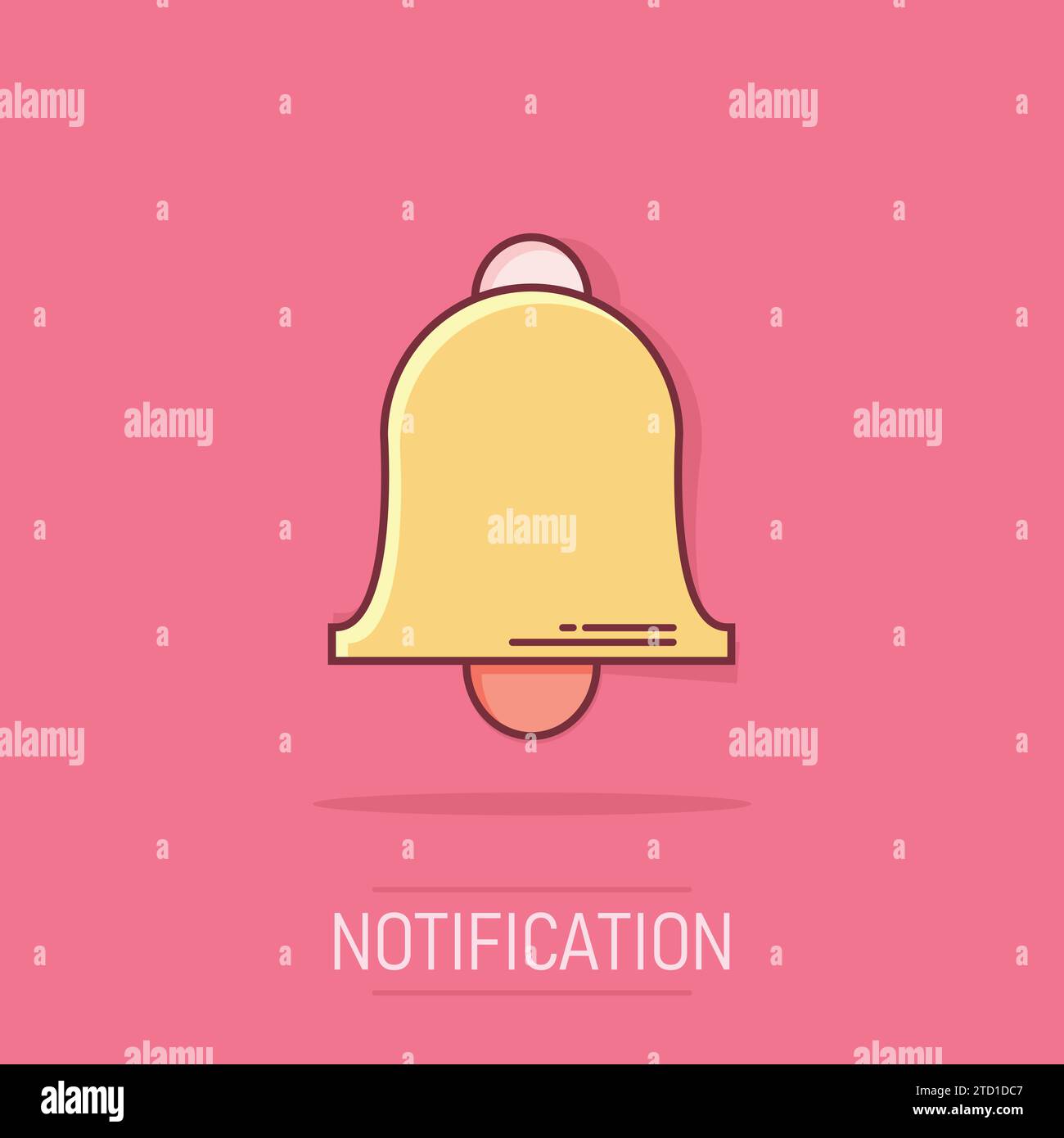 Vector cartoon bell icon in comic style. Alarm bell concept ...
