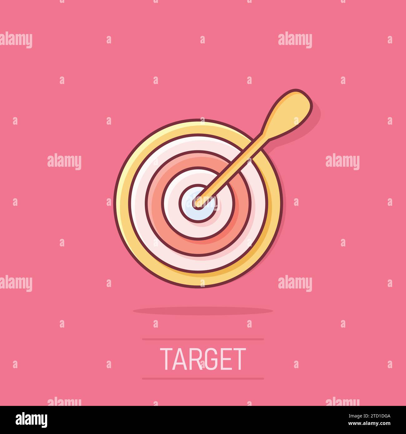 Vector cartoon target aim icon in comic style. Darts game illustration ...