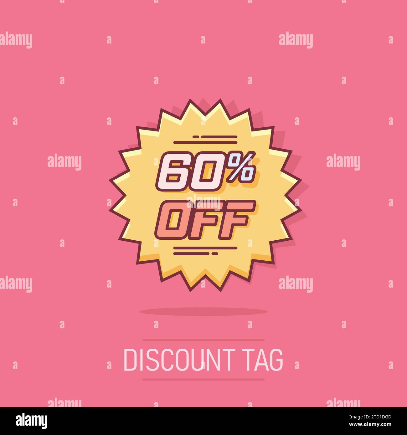 Vector cartoon discount sticker icon in comic style. Sale tag ...