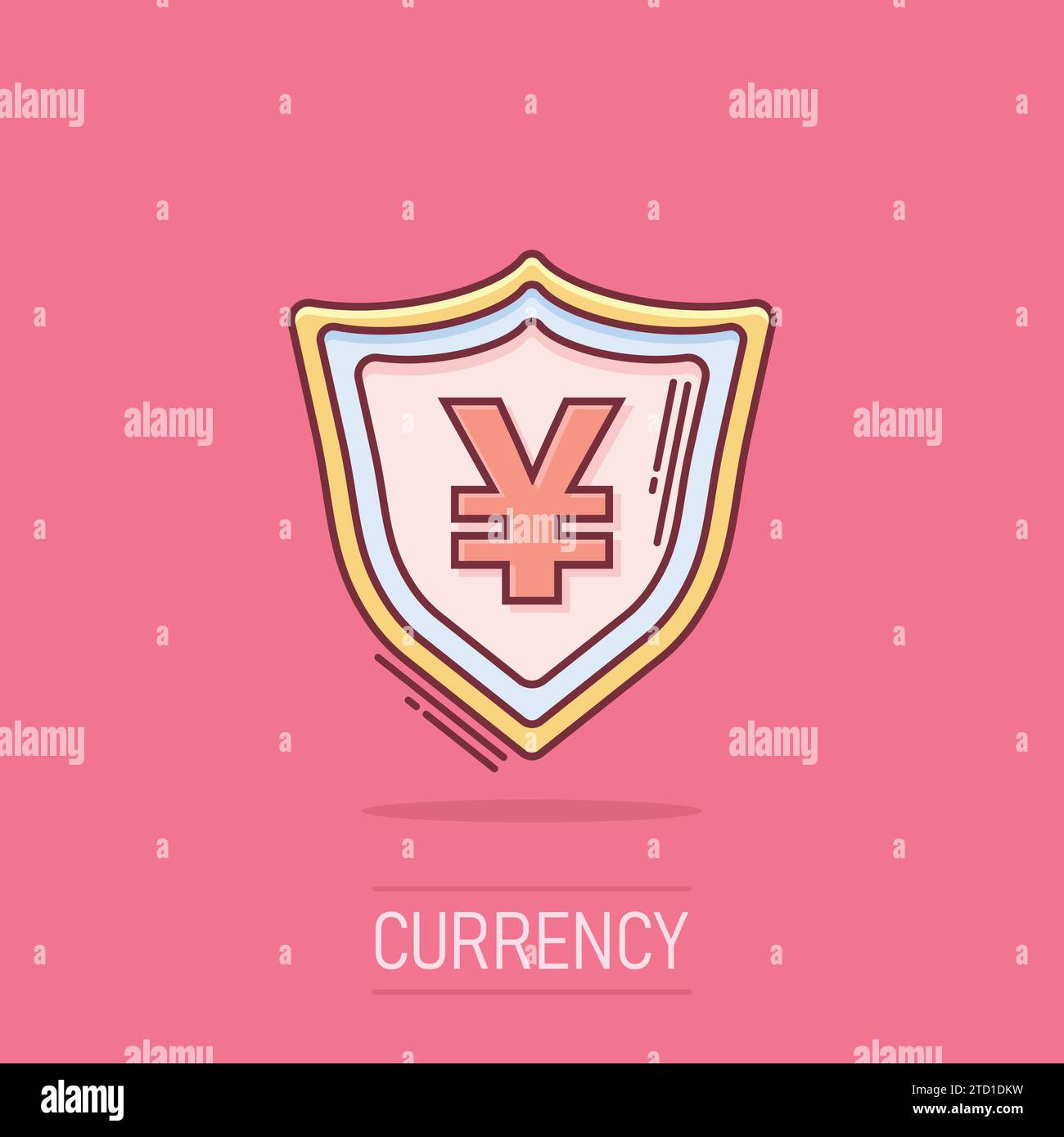 Vector cartoon yen, yuan shield money currency icon in comic style. Yen ...