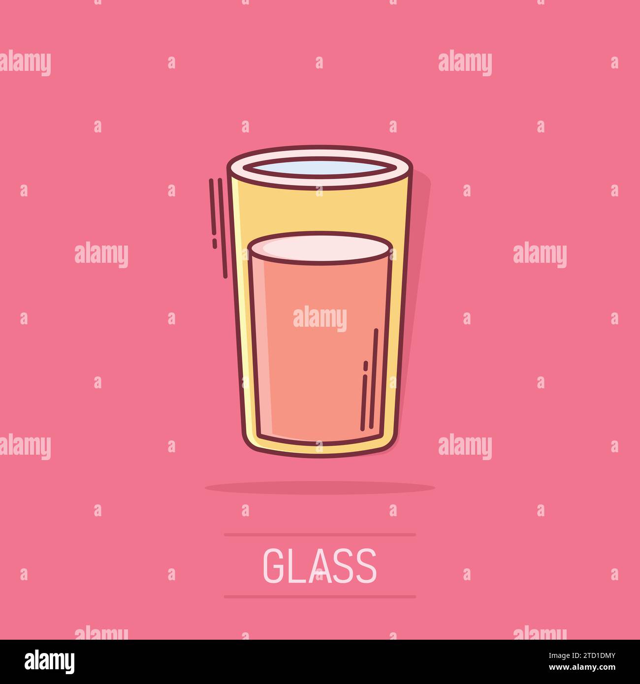 Juice glass icon in comic style. Soda glass vector cartoon illustration ...