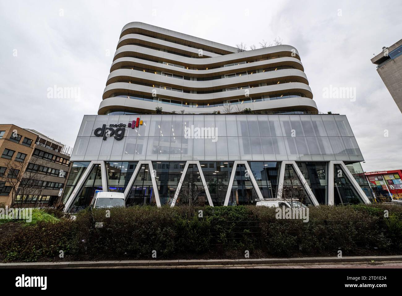 ANTWERP - Exterior of the DPG Media headquarters. Media company DPG ...