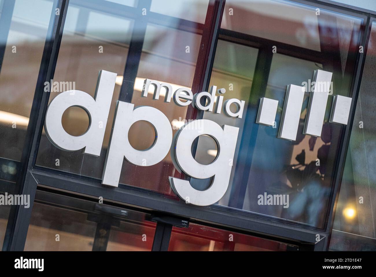 ANTWERP - The DPG Media logo on the exterior of the DPG Media head office. Media company DPG ...