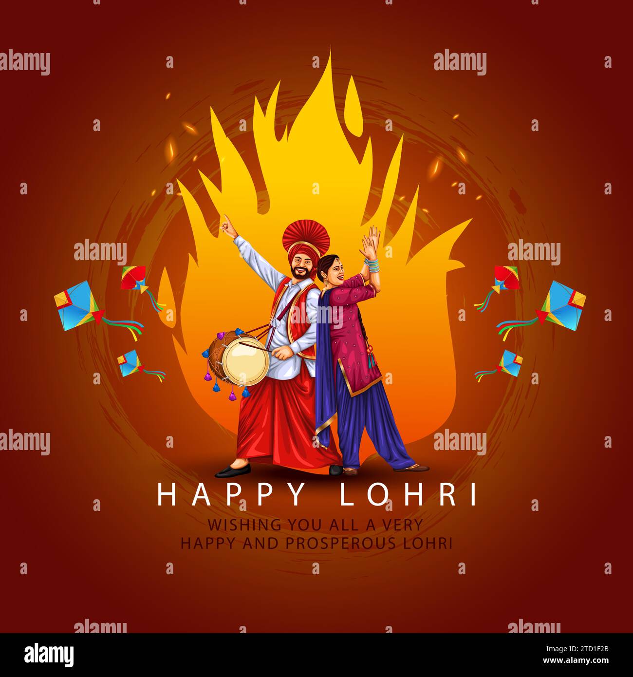 Happy Lohri festival of Punjab India background. group of people ...