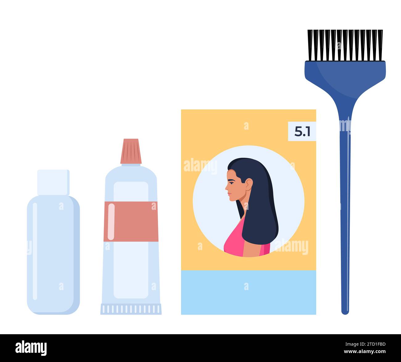 Hair coloring elements. Tools and cosmetic products for hair care ...