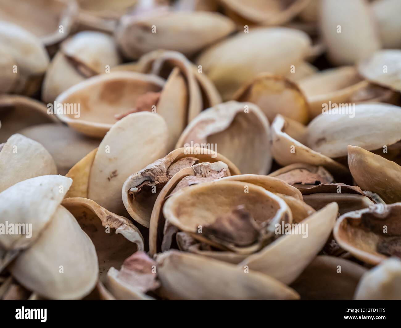 Large pile of empty pistachio shells eaten pistachios remains Stock ...