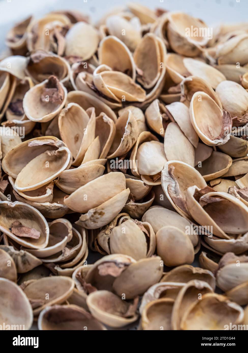 Large pile of empty pistachio shells eaten pistachios remains Stock ...