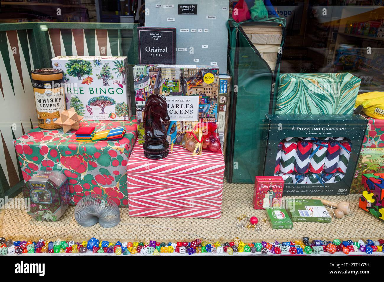 shop window display showing old fashioned Christmas games and past ...