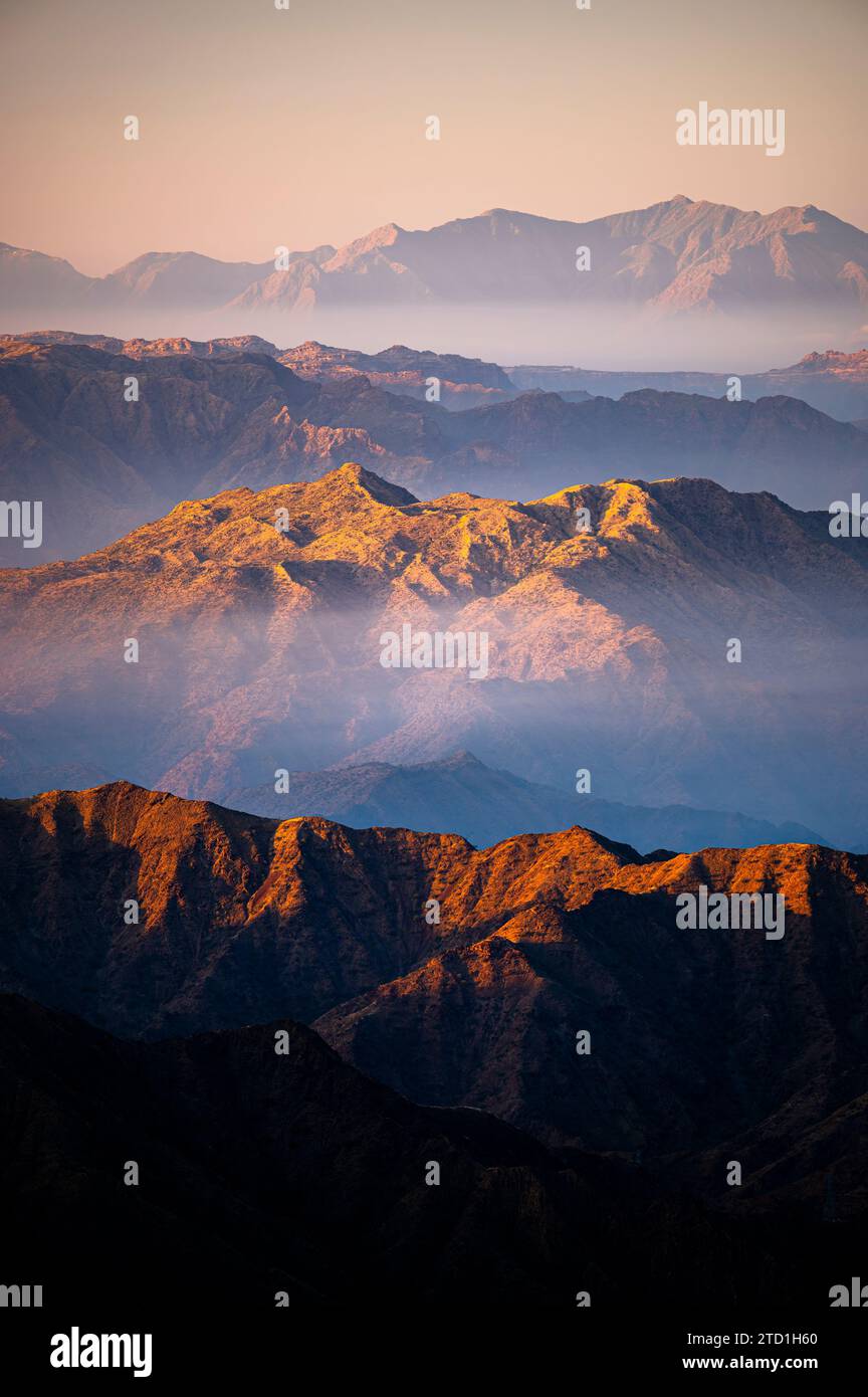 Picturesque landscape of the Asir Mountains at sunrise, Saudi Arabia ...