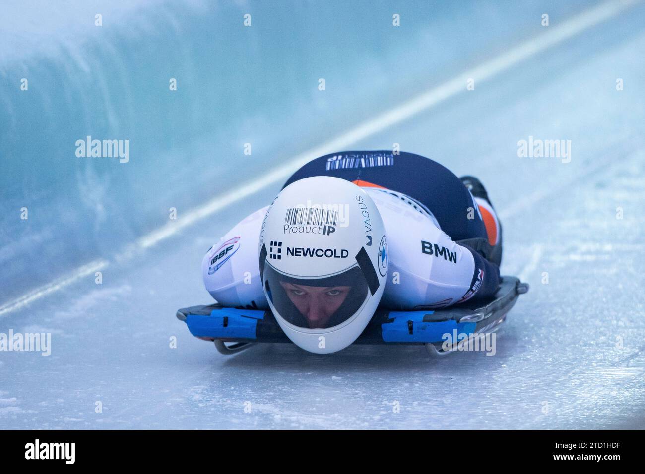 Kimberley Bos (Niederlande) am Start, AUT, IBSF BMW Skeleton Weltcup ...
