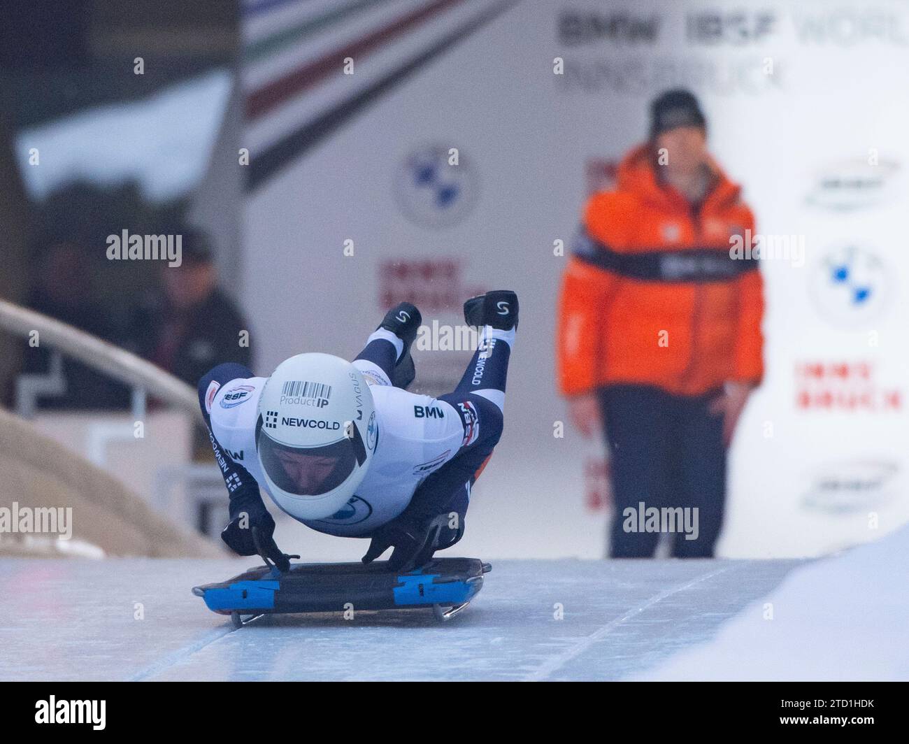 Kimberley Bos (Niederlande) am Start, AUT, IBSF BMW Skeleton Weltcup ...