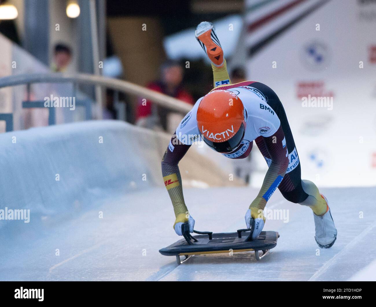 Susanne Kreher (Deutschland) am Start, AUT, IBSF BMW Skeleton Weltcup ...