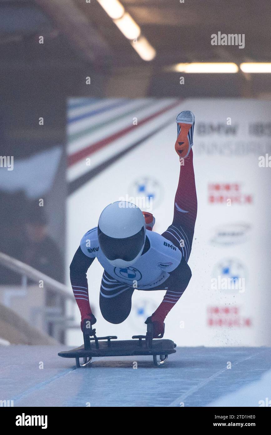 Dan Zhao (China) am Start, AUT, IBSF BMW Skeleton Weltcup Innsbruck ...