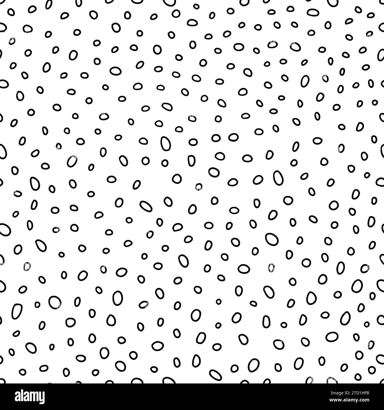 Dots seamless pattern, small hand drawn outline circles on white ...