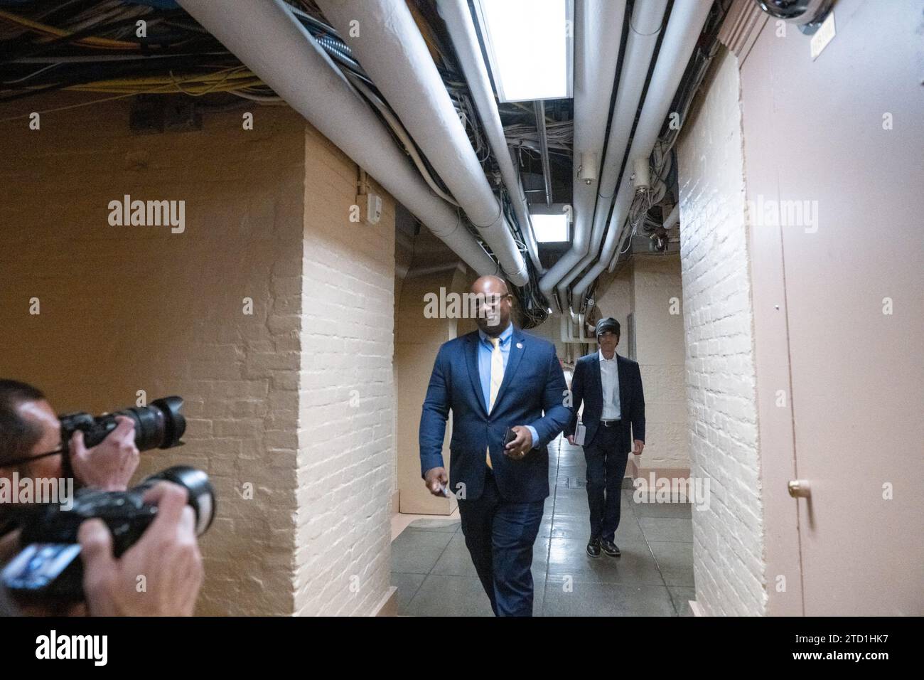 United States Representative Jamaal Bowman (Democrat of New York) walks ...