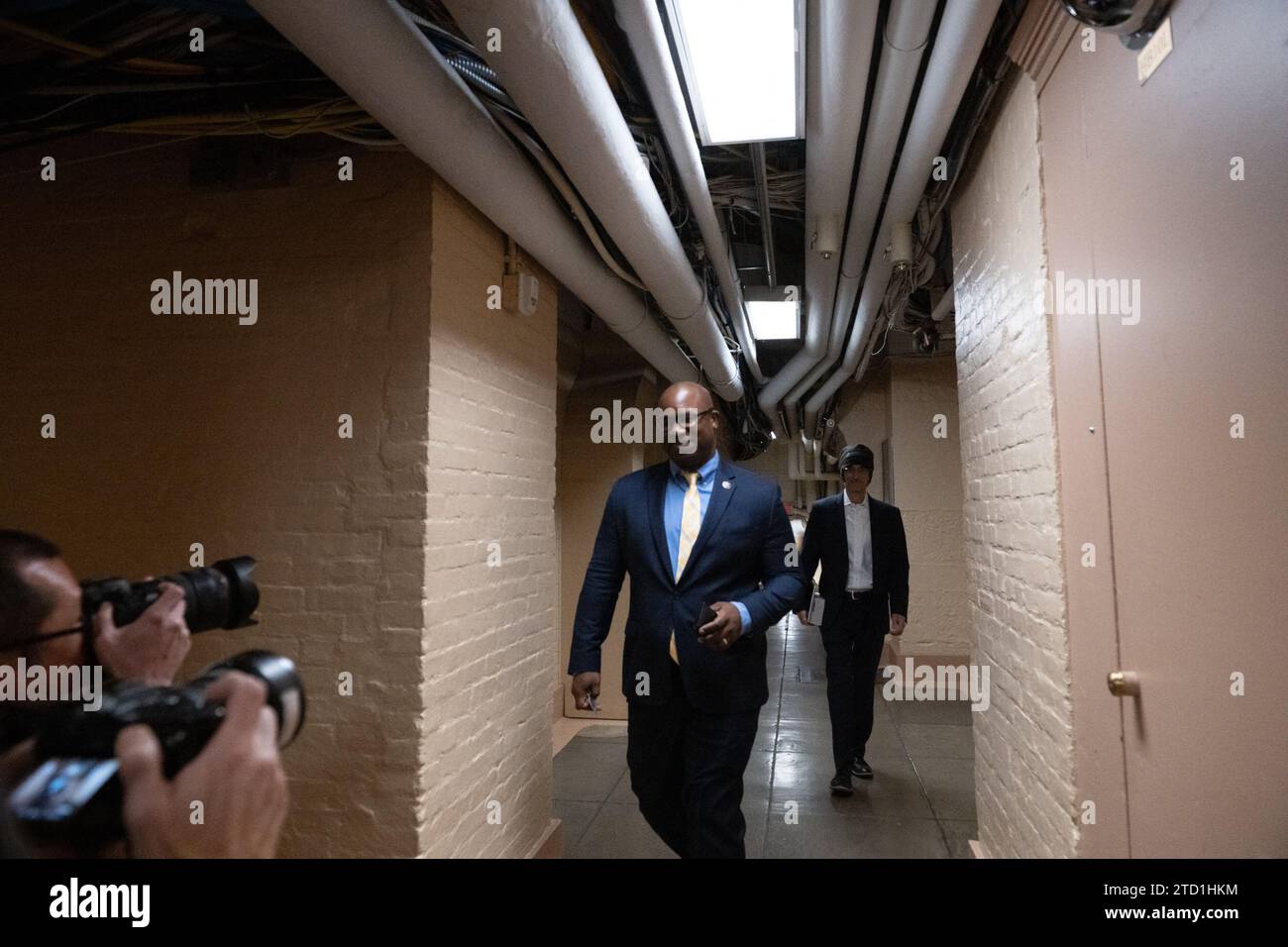United States Representative Jamaal Bowman (Democrat of New York) walks ...