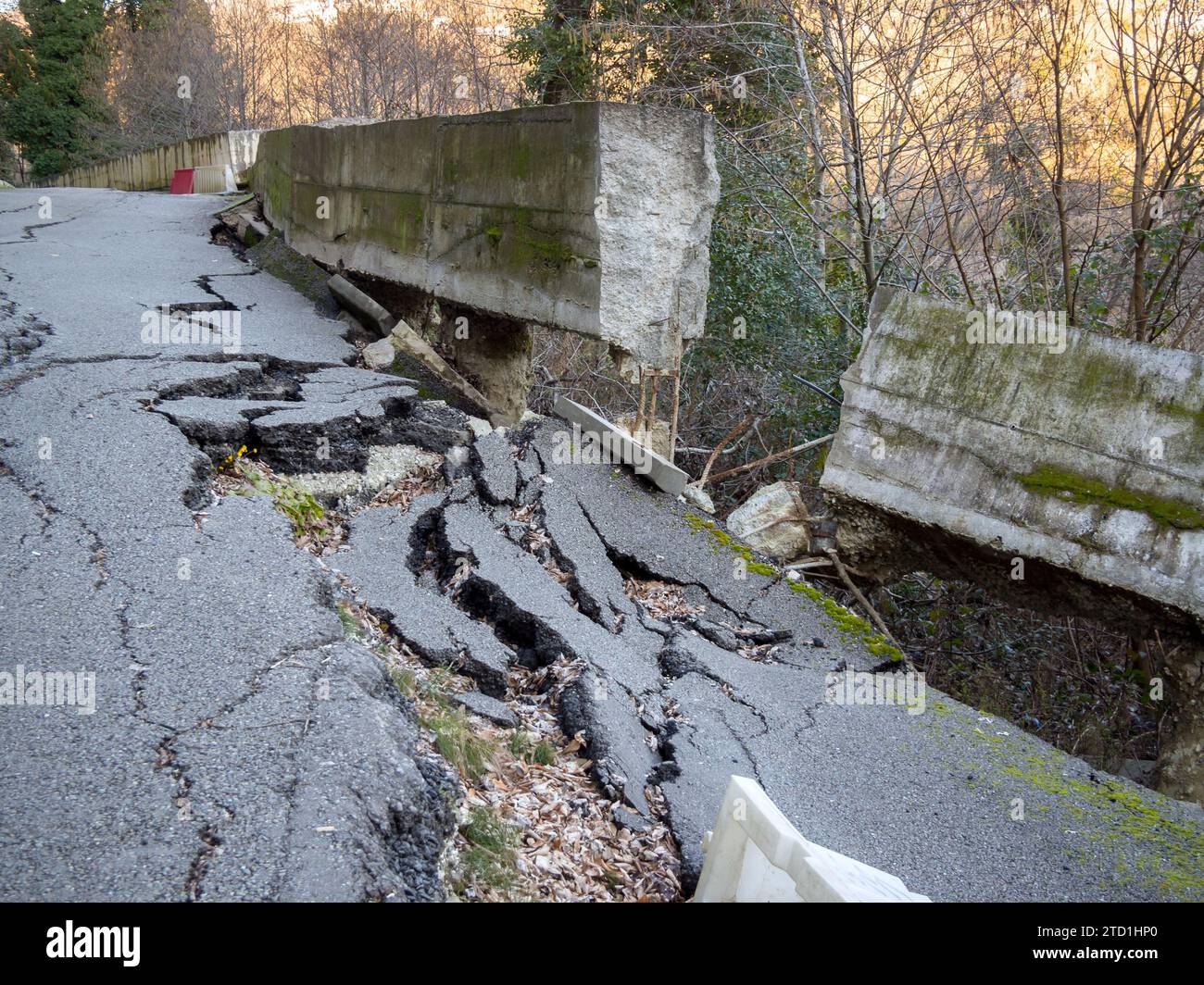 Failure of the edge of the road in the mountainous regions of Sochi ...