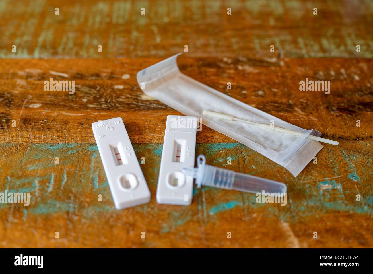 Test kit for detecting a corona infection with two positive test ...