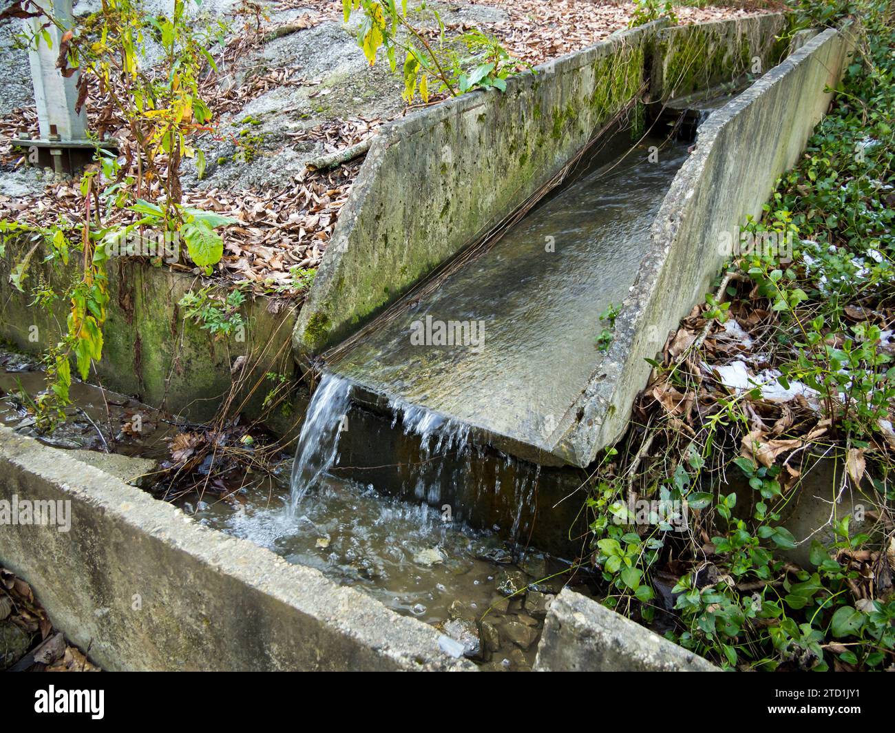 Old concrete gutter drainage system Stock Photo - Alamy