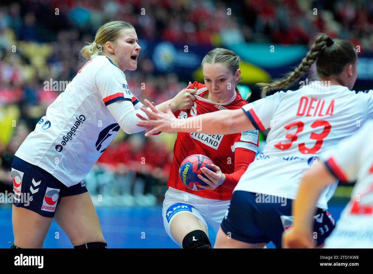 Maren Aardahl, Norway (6) and Anne Mette Hansen, Denmark in action in ...