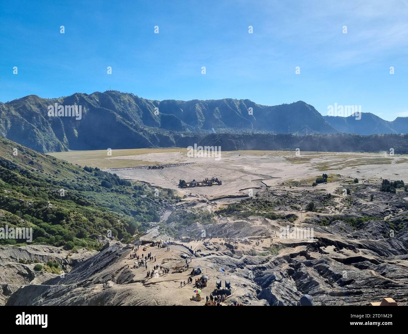 Aerial view of Mount Bromo desert, Bromo Tengger Semeru National Park ...