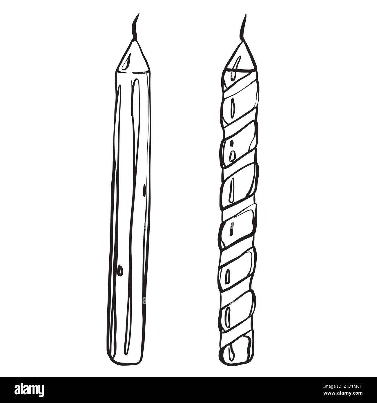 Vector set of Birthday party candles. Isolated engraved style object ...