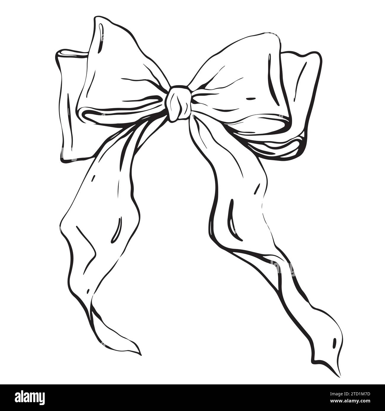 Vector bow Birthday party. Isolated engraved style object. Linear ...