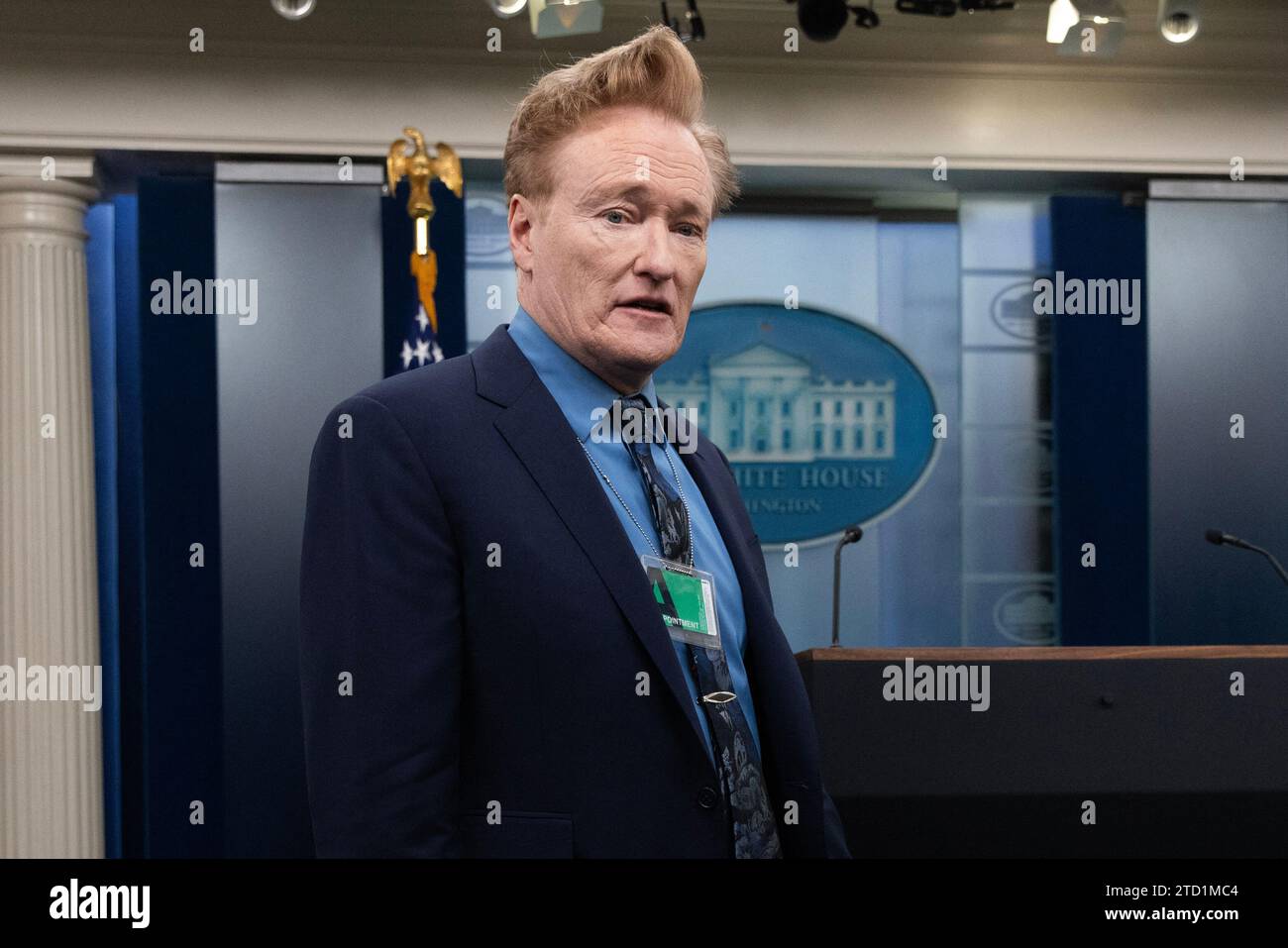 US comedian and television host Conan O'Brien walks in the James Brady ...