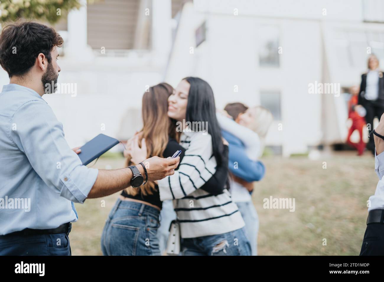 University Students Engaging in Collaborative Learning Outdoors Stock ...