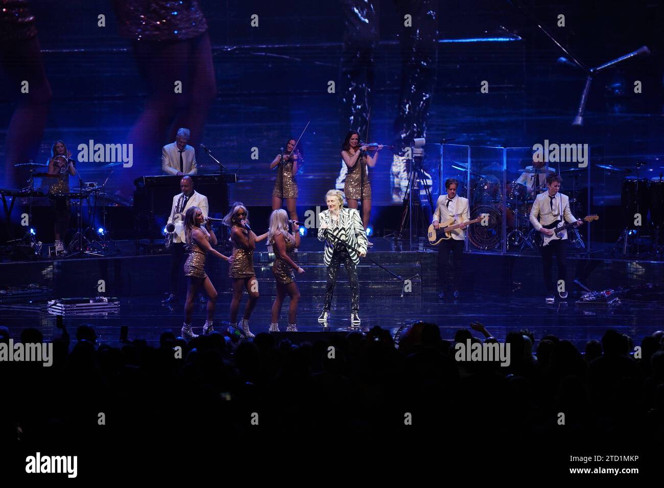 Singer Rod Stewart performing during Navidades Starlite Madrid 2023 in ...