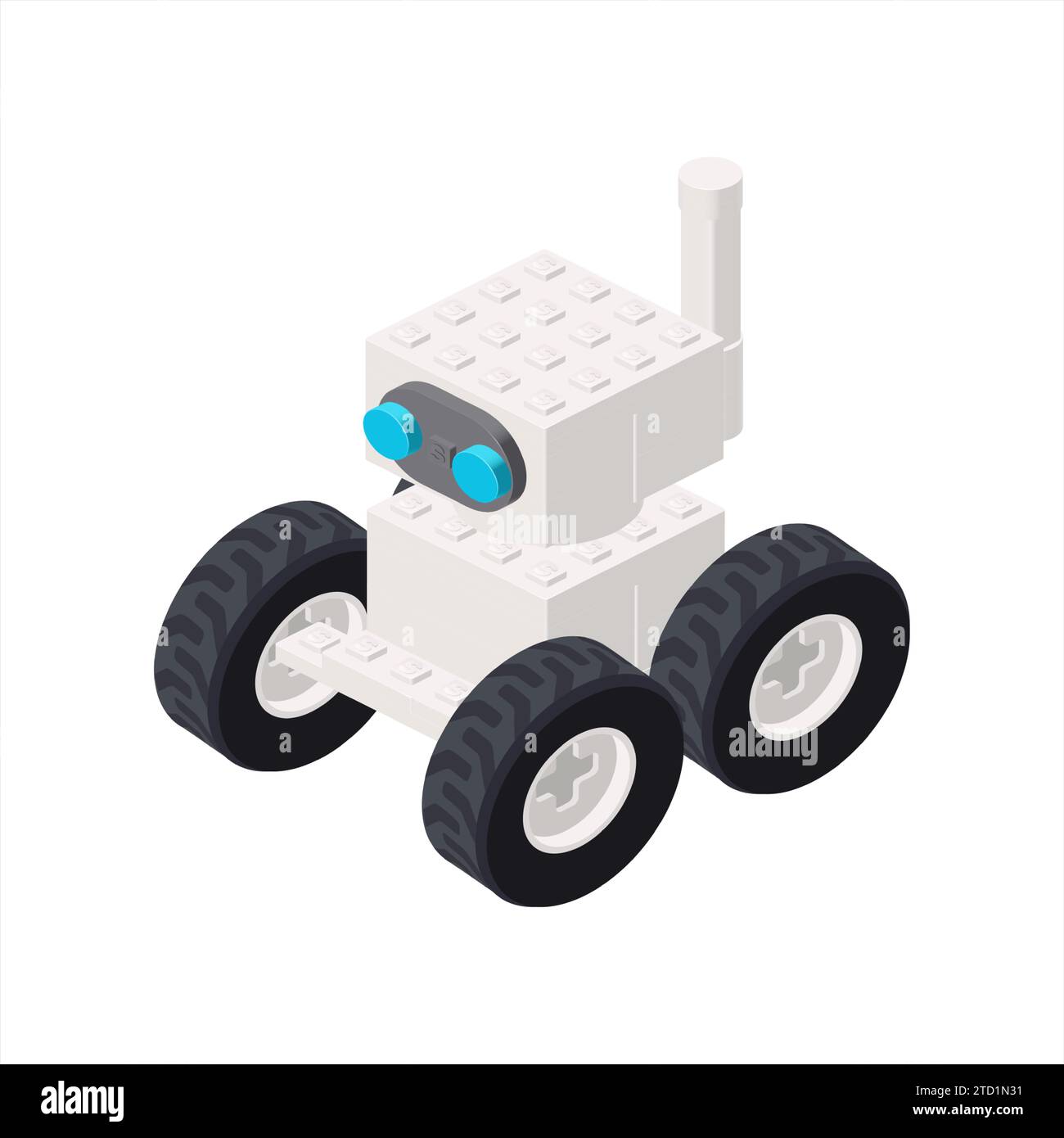 White robot on wheels in isometry. Vector Stock Vector Image & Art - Alamy