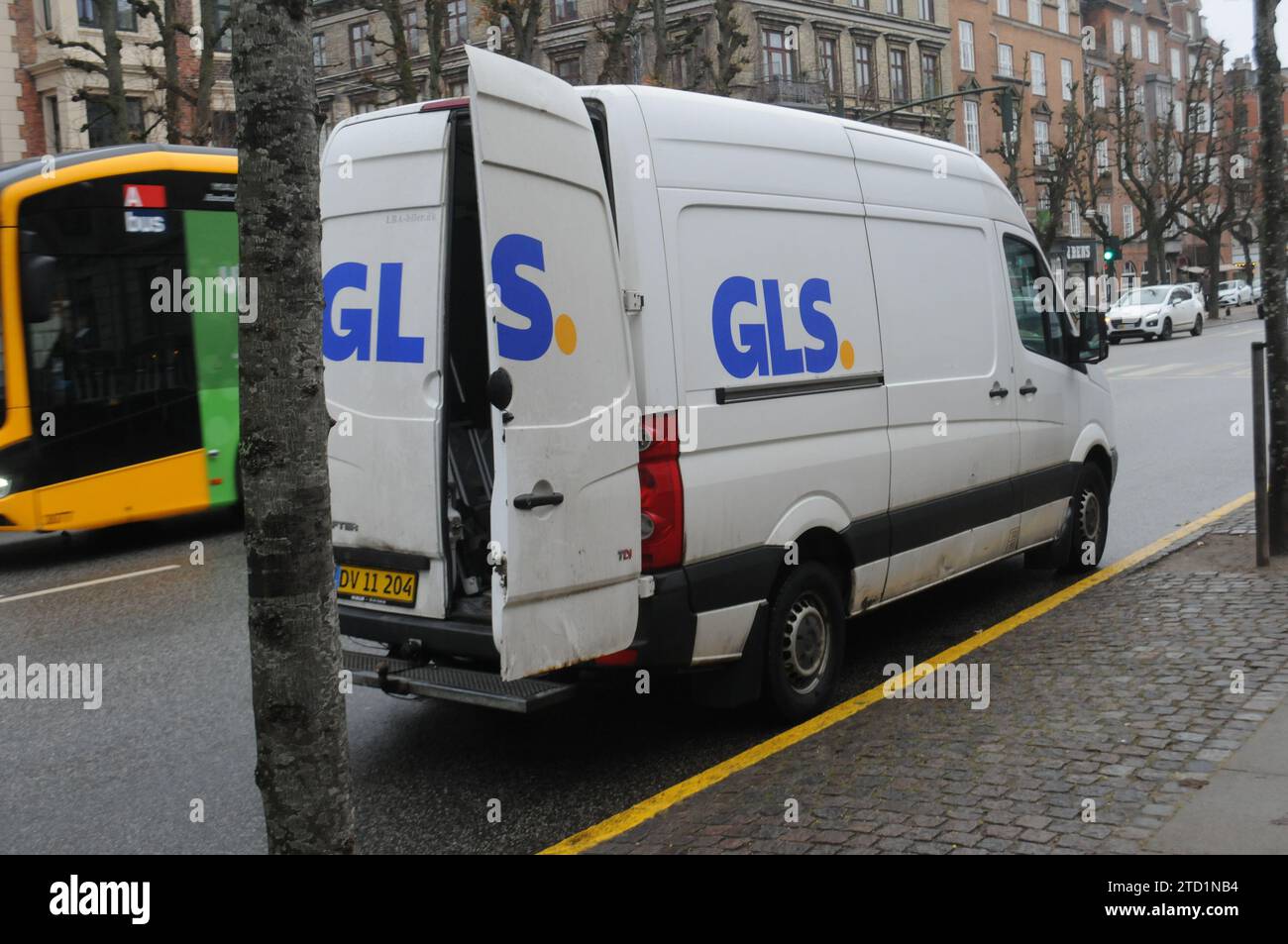 Copenhagen, Denmark /15 December 2023/. GSL packets delivery van n in ...