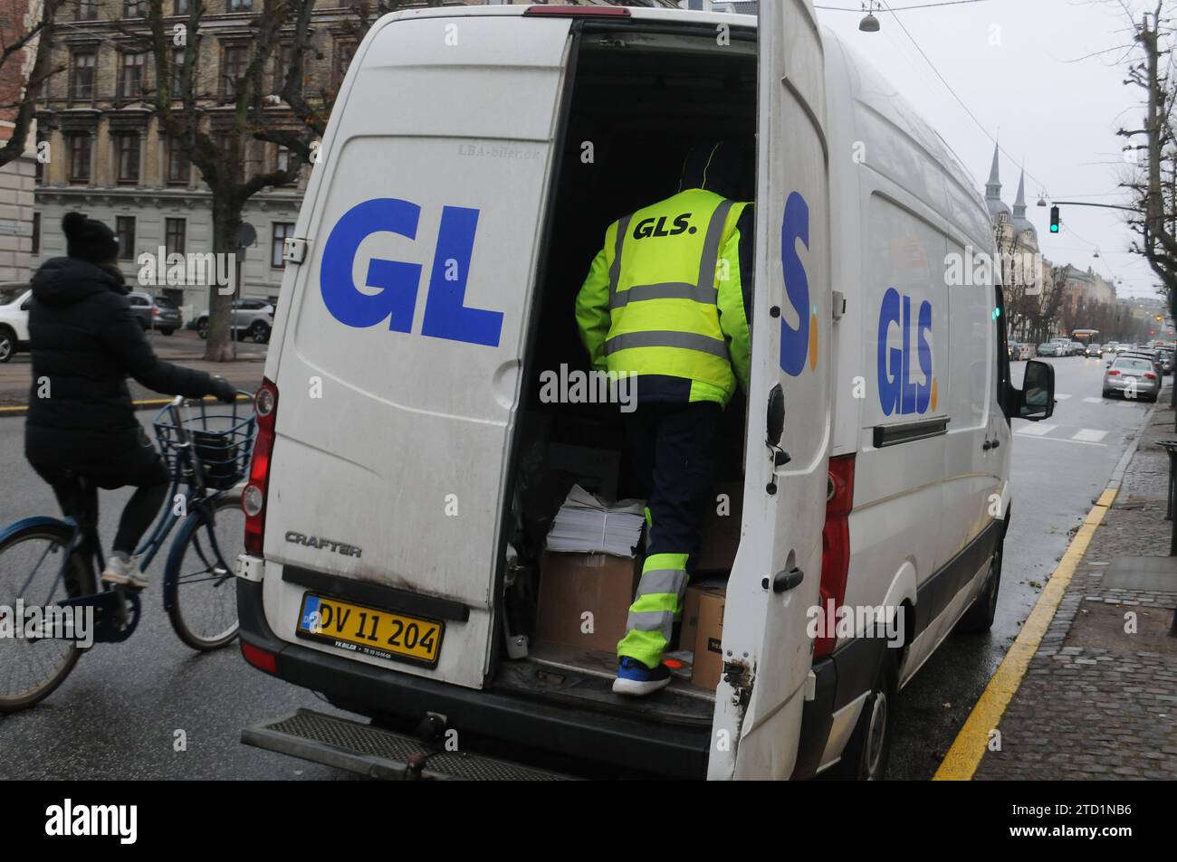 Copenhagen, Denmark /15 December 2023/. GSL packets delivery van n in ...