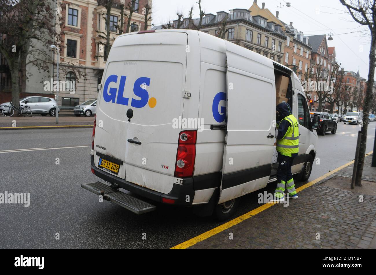 Copenhagen, Denmark /15 December 2023/. GSL packets delivery van n in ...