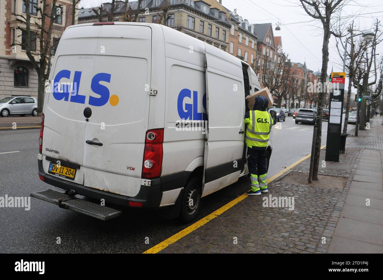 Copenhagen, Denmark /15 December 2023/. GSL packets delivery van n in ...