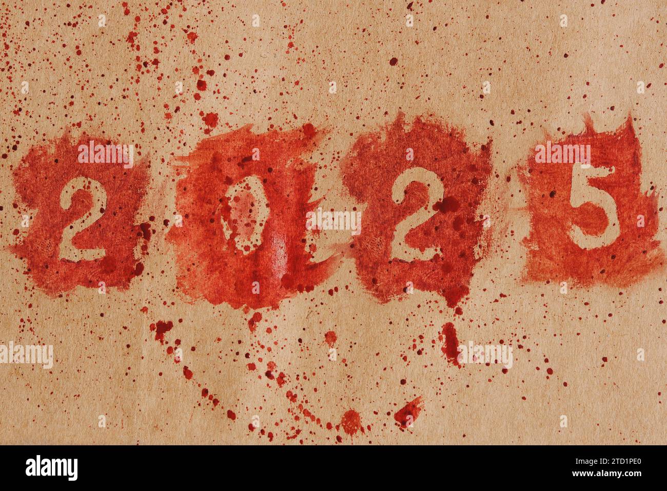 Bloody print 2025 on paper splattered with blood Stock Photo - Alamy