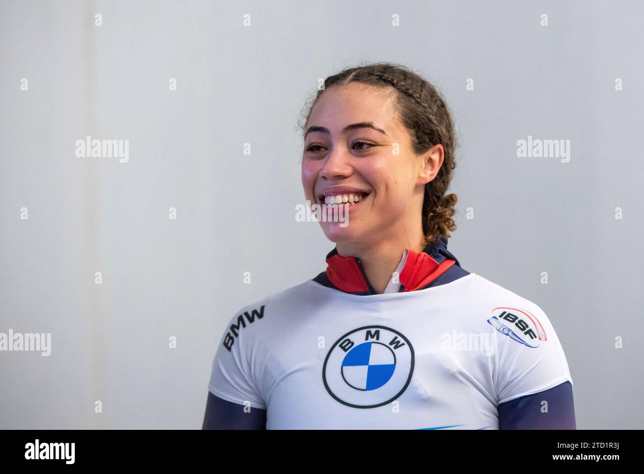 Tabitha Stoecker (Großbritannien) im Ziel, AUT, IBSF BMW Skeleton ...