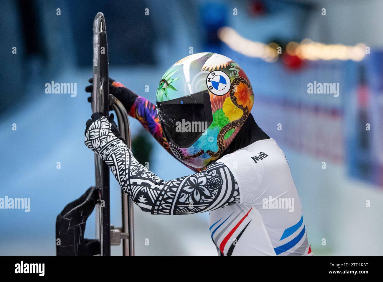Kellie Delka (Puerto Rico) im Ziel, AUT, IBSF BMW Skeleton Weltcup Innsbruck, Rennen Damen, 15. ...