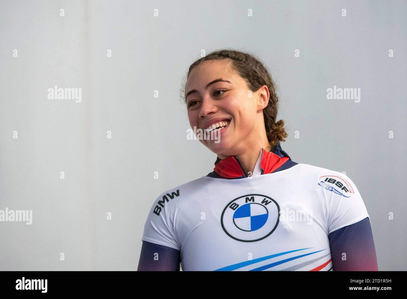 Tabitha Stoecker (Großbritannien) im Ziel, AUT, IBSF BMW Skeleton ...